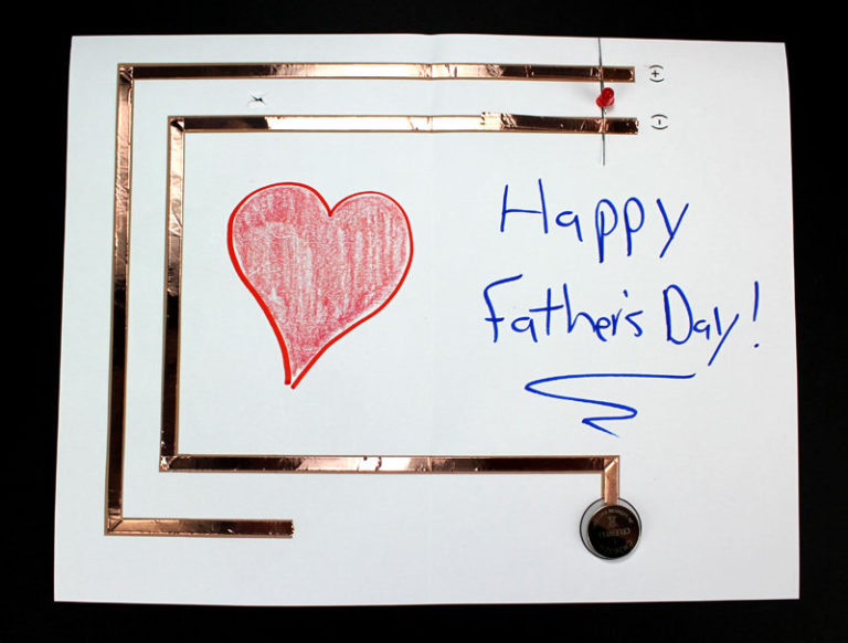 Make a Father's Day Light Up Card w/ Paper Circuits | Makerspaces.com